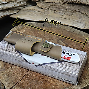 WHISKEY BENT HAT CO. Bullcutter Fixed Blade Knife 440C Stainless Steel 2.5" Blade w/Leather Sheath (Cowpoke)