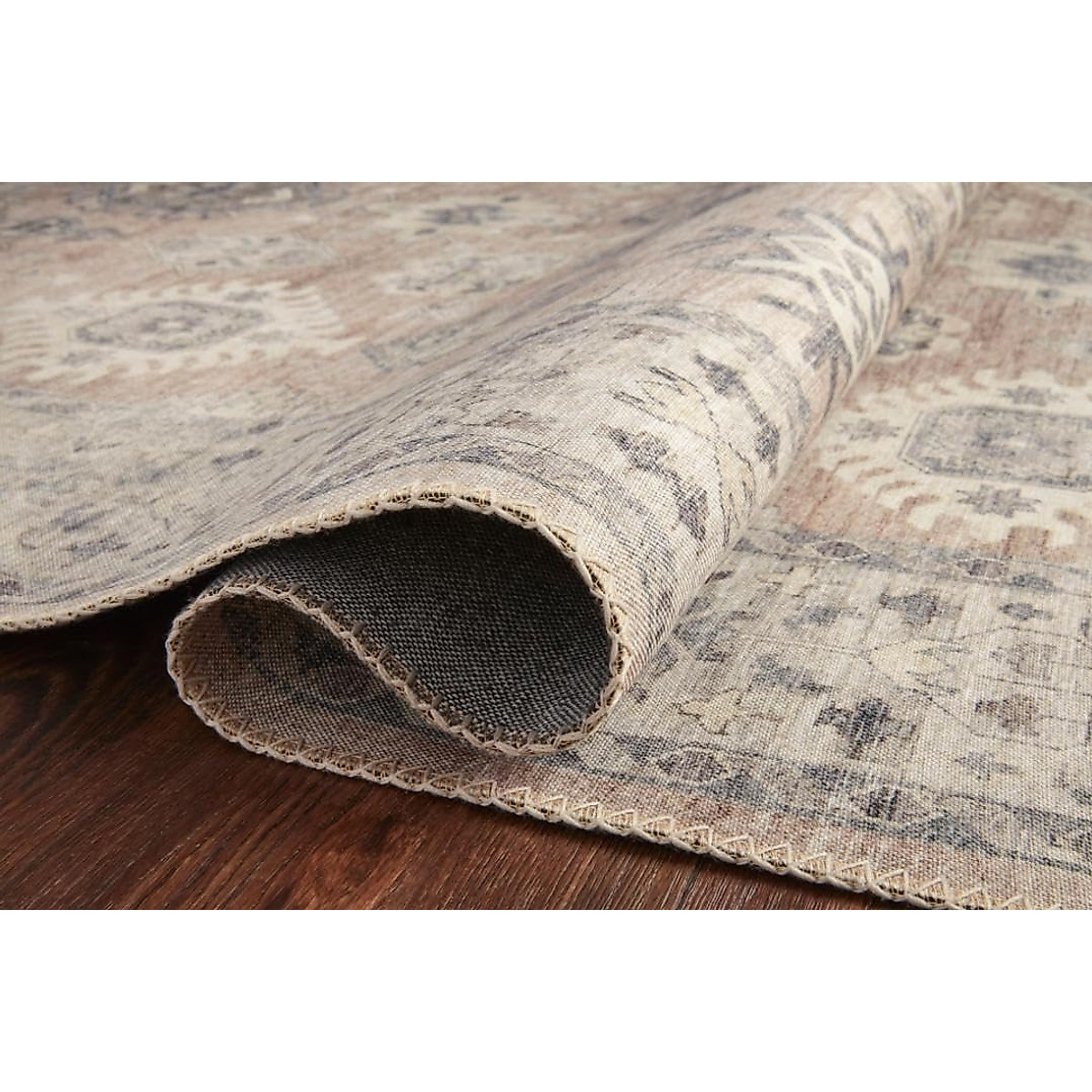 Loloi II Hathaway Collection HTH-03 Java / Multi 9'-0" x 12'-0", .25" Thick, Area Rug, Soft, Durable, Printed, Modern, Low Pile, Non-Shedding, Easy Clean, Living Room Rug