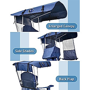 Docusvect Canopy Chair with Fan, Folding Chair with Retractable UPF 50+ Shade Canopy, Cup Holder, Side Pocket for Camping, Beach, Tailgates and Fishing - Support 330 LBS
