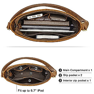 S-ZONE Women Genuine Leather Tote Bag Shoulder Handbag Bundle with Crossbody Bucket Purse