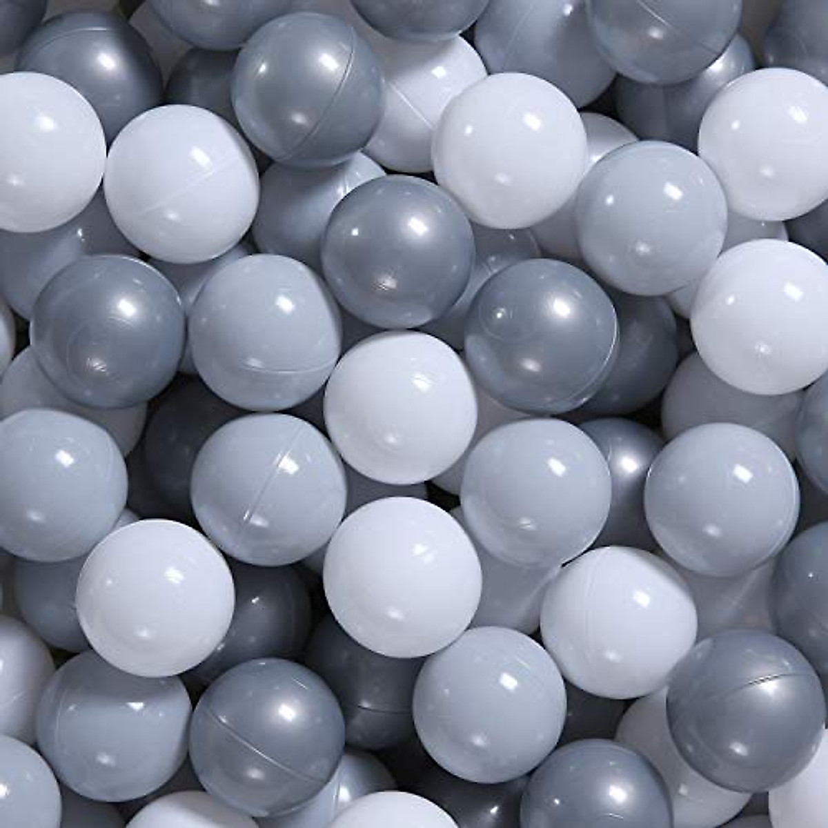 GOGOSO Ball Pit Balls - Plastic Play Pit Balls Crawl Ball with Color Grey, Light Grey, White for Baby Kids Playpen Pool, 2.2 Inch, 100 pcs