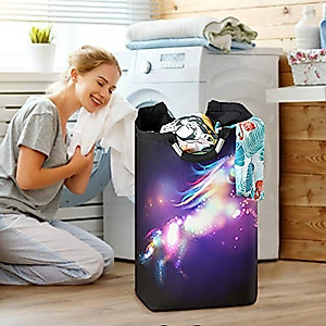 ALAZA Unicorn Starry Star Rainbow Laundry Basket Hamper Large Storage Bin with Handles for Gift Baskets, Bedroom, Clothes