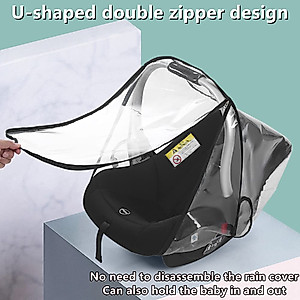 Universal Car Seats Carrier Rain Cover, Infant Baby Travel Ventilated Wind Rain Shield, Waterproof, Snow and Dust Proof Rain Cover Features Quick-Access Zipper Door & Side Ventilation & Handle Opening