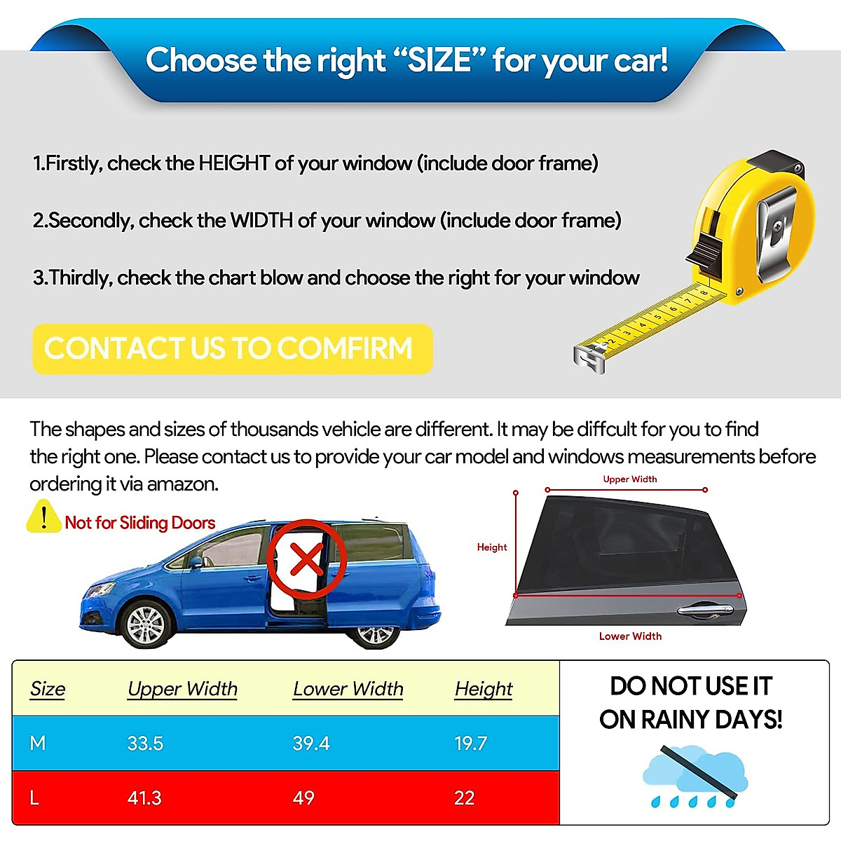 GOLDFLOWER Car Window Shade, 2 Pack Car Back Window Sun Shade, and Privacy Protect for Toddler Kids Baby Adult, Double Layer Design (Medium 39"x19")