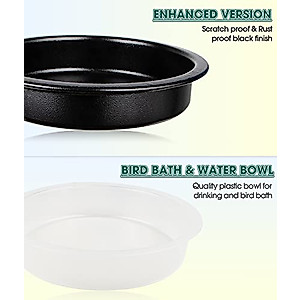 BOLITE Deck Bird Feeder for Railing, Balcony Bird Feeders for Outside, Three Trays, Enhanced Version, Black