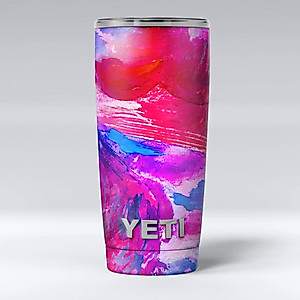 Design Skinz Splatter Blue and Red Oil - Skin Decal Vinyl Wrap Kit Compatible with The Yeti Rambler Cooler Tumbler Cups