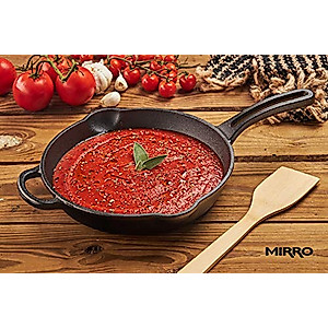Mirro MIR-19053 12" Pre-Seasoned Ready to Use Round Cast Iron Skillet with Helper Handle, Black