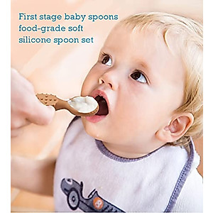 YMCF Products Baby Early Spoon Set | Self-Feeding Spoon | Training Spoon | Toddler Utensil | BPA-Free Silicone 4-Pack (Mixed Set)