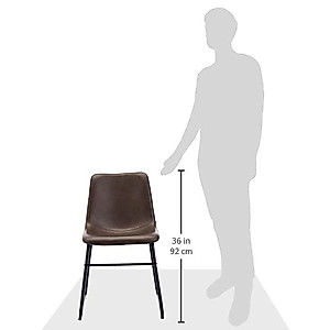 CangLong Faux Leather Armless Dining Chairs with Black Metal Base Faux Leather Bucket Seat, (2 PCS 18" inch), PU Brown