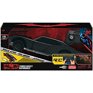 DC Comics, The Batman Turbo Boost Batmobile, Remote Control Car with Official Batman Movie Styling Kids Toys for Boys and Girls Ages 4 and Up