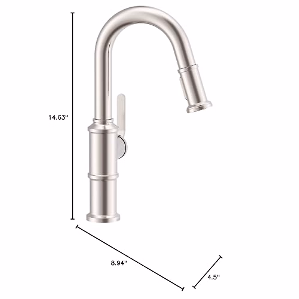 Gerber Kinzie Single Handle Pull Down Sprayer Prep Faucet in Stainless Steel, D150537SS