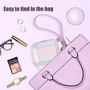 OLEBAND Airpods 3rd Generation Case with Keychain(Not for Airpods Pro),Clear Laser Colorful Hard Cover,for Apple Air pods 3 Gen Case,Gift for Women and Girls,White