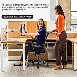 PayLessHere Ergonomic Desk Swivel Rolling Computer Executive Lumbar Support Task Mesh Chair Adjustable Stool for Women&Men, Black