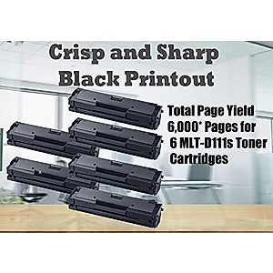 (6-Pack，Black) Compatible 111S 111L MLT-D111L MLT-D111S Toner Cartridge MLTD111S Used for Samsung Xpress Xpress SL-M2020 M2020W M2022 M2022W M2026 M2070FW M2070 Printer, by 4Benefit