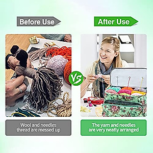 SUNJULY Blingbin Knitting Storage Bag, Portable Crochet Yarn Storage Bag Organizer with Holes Knitting Bag Prevent Tangling Totes