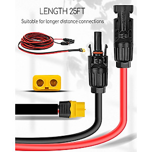 QLZOZB Solar to XT60 Extension Cable 12AWG 25FT XT60 to Solar Panel Extension Cable, Waterproof IP68 Solar Adapter Connecting Harness for Portable Power Station Solar Generator