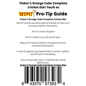 Fluker's Orange Cube Complete Cricket Diet 6oz - Includes Attached DBDPet Pro-Tip Guide
