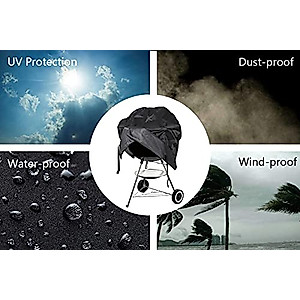 Grill Cover for Weber Round Grill Cover Water Proof Heavy Duty Outdoor Canvas BBQ Grill Cover Dome Smoker Cover (22 inch)