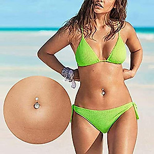 5 PCS 14G Stainless Steel Belly Button Rings for Women Girls, YEELONG 5 Style Silver Navel Piercing Body Piercing Jewelry