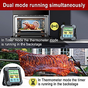 Digital Meat Thermometer for Cooking and Grilling, 2022 Upgraded Touchscreen BBQ Food Thermometer with Backlight and Kitchen Timer, Grill Temperature Probe Thermometer for Smoker, Barbecue, Oven