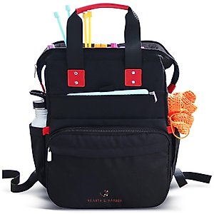 Hearth & Harbor Crochet Backpack, Crochet Bag Organizer, Canvas Knitting Bag, Yarn Organizer for Crochet Accessories and Supplies, Travel Yarn Bag with USB Charging Port, Yarn Storage Organizer