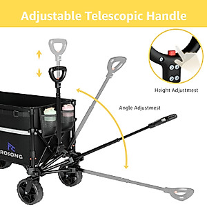 ROSONG Collapsible Wagon Cart with Wheels Foldable - Folding Utility Heavy Duty Wagons Carts for Grocery Sports Garden Shopping Camping