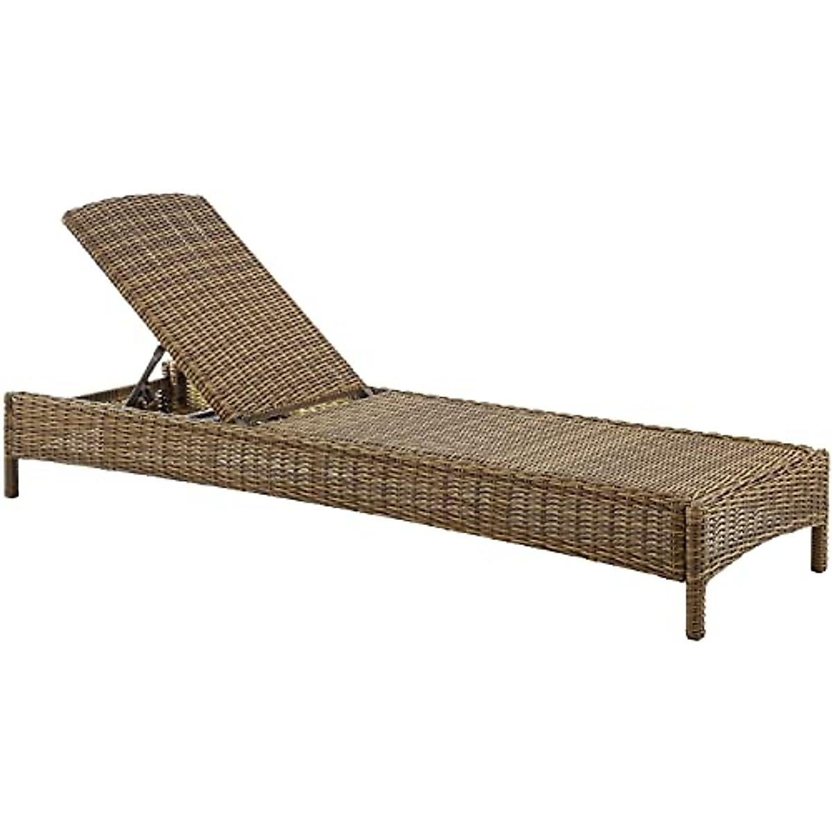 Crosley Furniture Bradenton Reclining Wicker Outdoor Chaise Lounge Chair for Patio, Deck, Backyard, Poolside, Weathered Brown with Gray Cushions