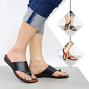 Aerosoft Lilac Orthotic Comfortable Split-Toe Flat Slide Casual Summer Vacation Essentials Arch Support Flip Flop Sandals for Women (US 7, Lilac Black)