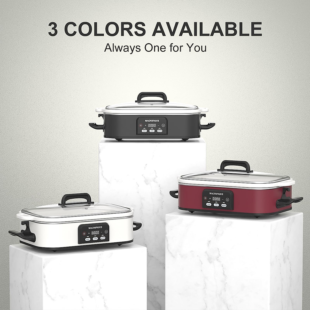 Magnifique 4 Quart Casserole Digital Slow Cooker, Premium Ceramic Bakeware for Oven, Dishwasher Safe Baking Dish