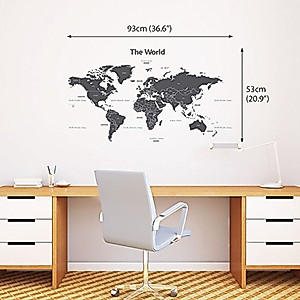 DECOWALL DWL-1609GS Modern Grey World Map Kids Wall Stickers Wall Decals Peel and Stick Removable Wall Stickers for Kids Nursery Bedroom Living Room (Medium)