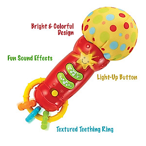 Baby Microphone Toy. My First Kids Microphone with Sounds and Teethers / Rattle. Battery Operated Toy Microphone for Toddlers and Babies 3-36 Months