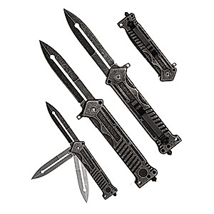 RGNINE Pocket Knife For Men Razor Blade 3.25" - Edc Knife Stainless Steel With Clip, Handle 4.75" - Tactical Folding Knives For Men, Black