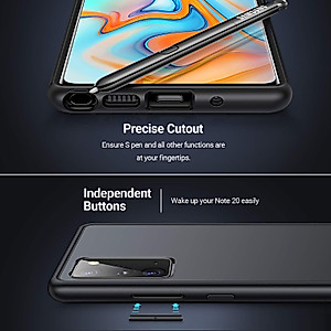 TORRAS Shockproof Designed for Galaxy Note 20 Case 6.7 Inch, [Military Grade Drop Tested] Translucent Matte Back with Soft Edge Slim Protective for Samsung Galaxy Note 20 Case (2020), Mystic Black