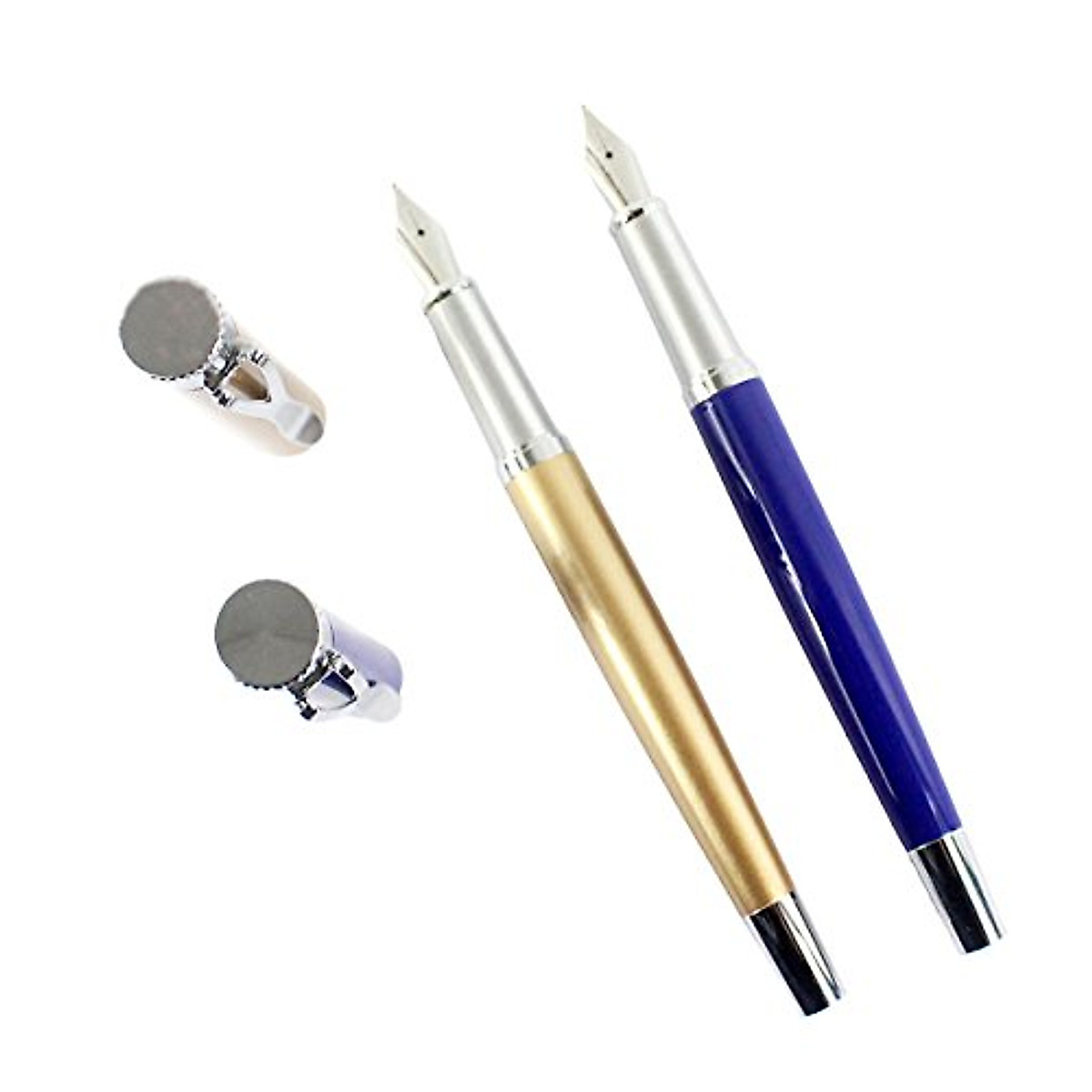 Gullor 2PCS Jinhao Fountain Pen Set Y1, Silver Trim, Medium Nib - Gold & Blue