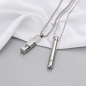 MILACOLATO 2 Pcs Cremation Urn Necklaces for Ashes with Cubic Zirconia Stainless Steel Keepsake Cremation Jewelry Necklaces for Human Pet Ashes Memorial Ash Necklace for Men Women, Round & Square