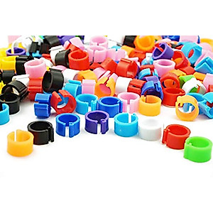 ( Pack of 100 Pcs ) ，Bird Rings Multicolor Colorful Leg Bands for Pigeon Parrot Finch Canary Hatch Chicks Bantam Poultry Bayonet Rings ，8mm inside diameter