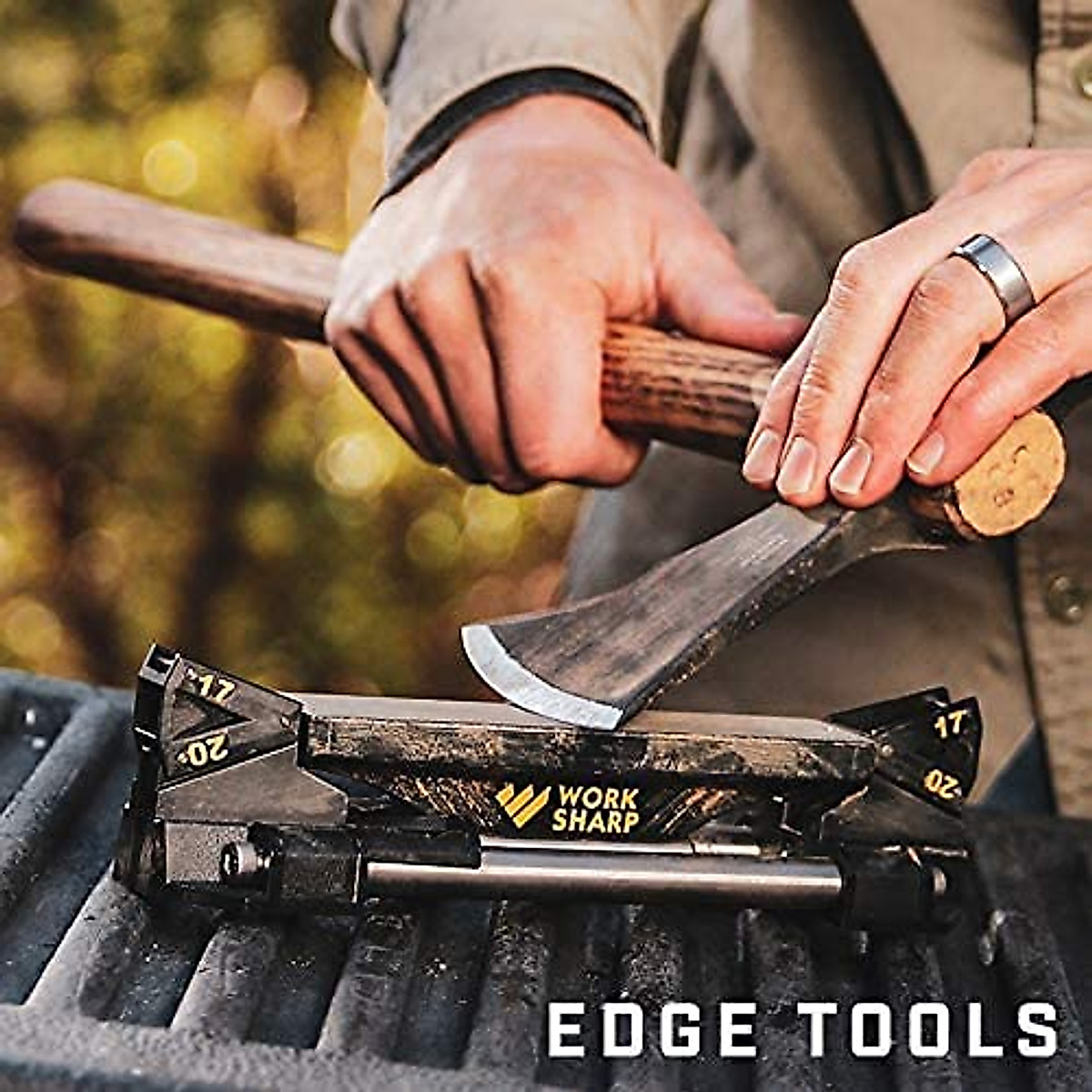 Work Sharp Guided Sharpening System, Diamond and Ceramic Dry Stone Knife Sharpener for axes, garden tools, knives, without water or oil Black