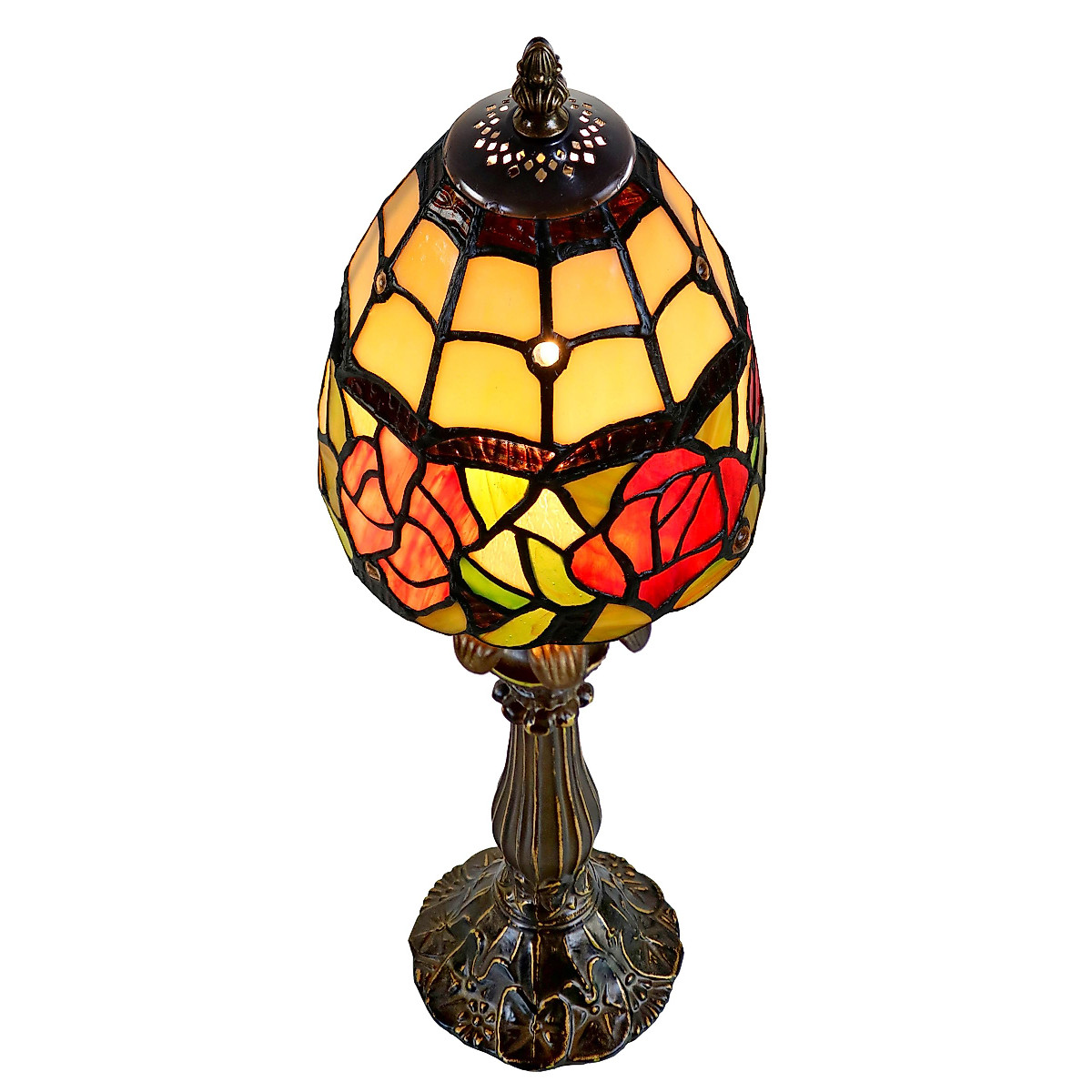 Dale Tiffany TA70711 Enid Table Lamp, Antique Brass and Art Glass Shade, 16.00x5.75x5.75