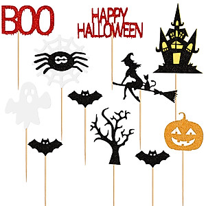 33 pcs Halloween Cake Topper Cupcake topper Haunted House Cake Topper Halloween Cake Decoration Ghost Cake Decoration Pumpkin Cupcake Decoration for Wizard Party Ghost Party Spider Party (33 pcs)