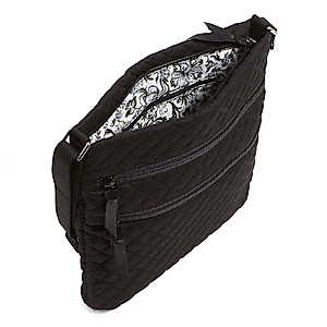 Vera Bradley Women's Cotton Triple Zip Hipster Crossbody Purse, True Black, One Size