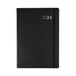 Collins Legacy Daily Planner 2024 Diary - Page A Day Diary - Soft Touch Flexible Cover Daily Calendar 2024 - A4 Size Size Agenda 2024 (Black)