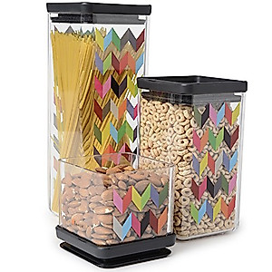French Bull Ziggy Plastic BPA Free Leak-Proof Cereal and Dry Food Storage Container with Lid-Pantry, Kitchen, Snacks, Airtight, Stackable, Organization, 24 oz