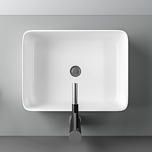 Vessel Sink Rectangular - Lofeyo 19"x15" Vessel Sink White Ceramic Bathroom Sink Above Counter Rectangle Vanity Sink Basin