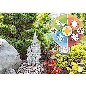NAT & Jules Gnome and Dog Aged Cement Hue 12 inch Resin Stone Garden Statue