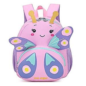 Mini Toddler Backpack for Girls Kids Backpack for Perschool with Chest Strap 3D Cartoon Butterfly Kindergarten Schoolbag for Little Girl Boy Ages(2-5)…