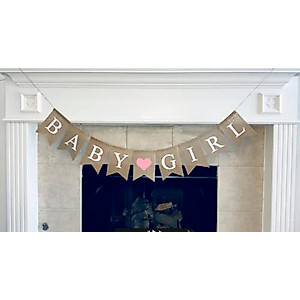Shimmer Anna Shine Baby Girl and Gifts Burlap Banner for Baby Shower Decorations and Gender Reveal Party (Pink Hearts)