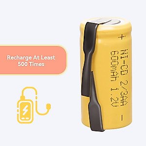 Odstore AA Ni-Cd 1.2V 2/3AA 600mAh Rechargeable Battery - 12pcs yellow