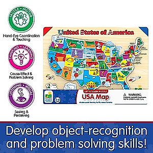 The Learning Journey Lift & Learn Puzzle - USA Map Puzzle for Kids - Preschool Toys & Gifts for Boys & Girls Ages 3 and Up - United States Puzzle for Kids - Award Winning Toys