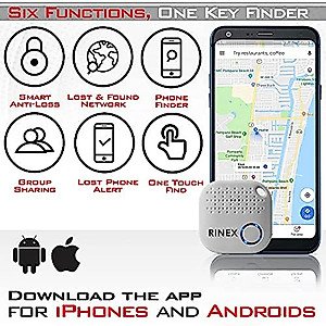 Bluetooth Key Finder – Key Locator Device with App, Siri Compatibility, & Extra Battery – Anti-Lost Keychain Tracker Device for Phone by Rinex- 2 Pack & Green and White