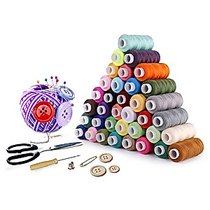 Luxbon Sewing Threads Kits 36 Colors Polyester 250 Yard Each Spools Sewing Thread Embroidery Machine Threads Quilting Thread for Hand Sewing/Machine Sewing